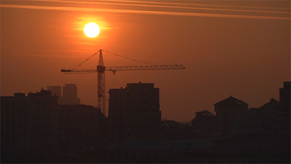 Crane at Sunset, Stock Footage | VideoHive