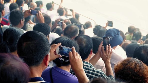 Crowd Of People Filming Event With Smartphones, Stock Footage | VideoHive