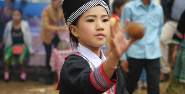 Hmong Kid Playing A Ball, Stock Footage | VideoHive