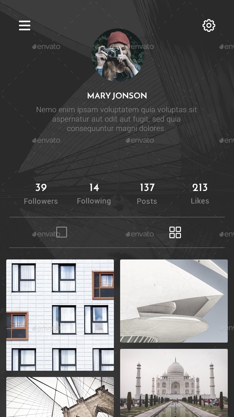 Photo App UI Kit, Web Elements | GraphicRiver