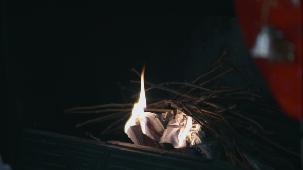 Man Lighting Fire, Stock Footage | VideoHive