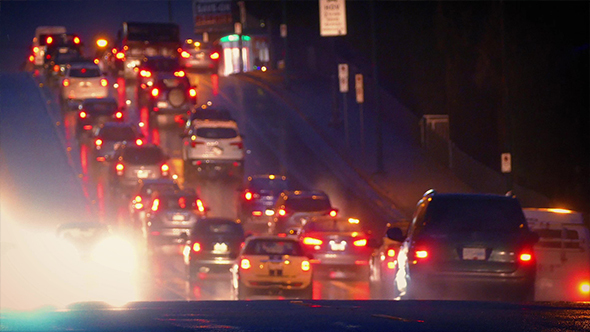 Dramatic Scene Of Traffic In Heavy Rain, Stock Footage | VideoHive