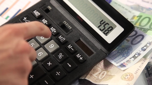 Counting Money Euro On a Calculator, Stock Footage | VideoHive