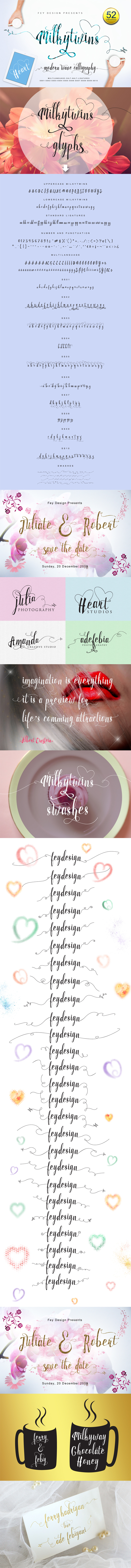 Milkytwins Modern Wave Calligraphy by feyTypoFoundry | GraphicRiver