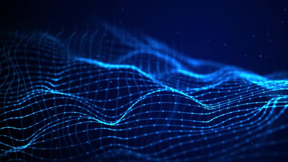 3D Dynamic wave of glowing particles Digital technology ., Motion Graphics