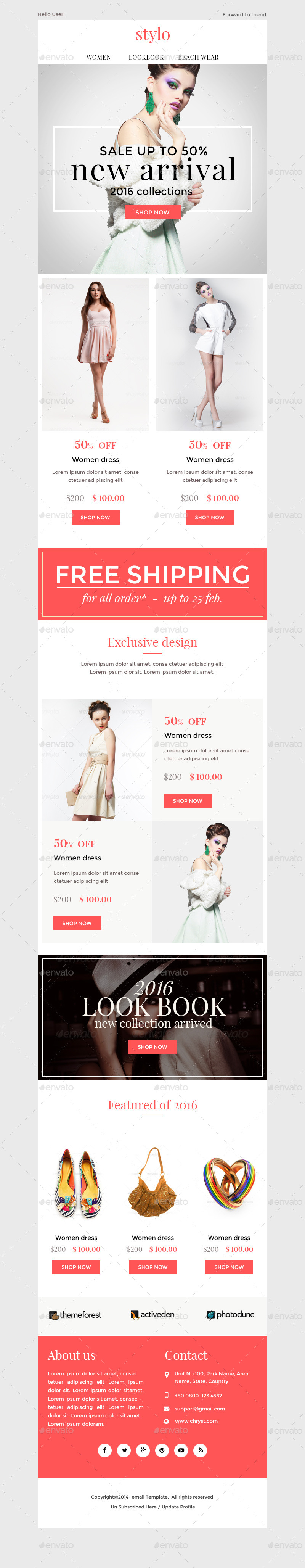 Stylo E-commerce-E-Newsletter PSD Template, Web Elements | GraphicRiver
