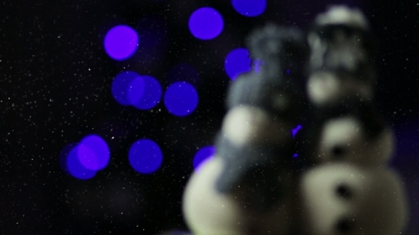 Snowmans Couple In The Snow Night, Stock Footage | VideoHive