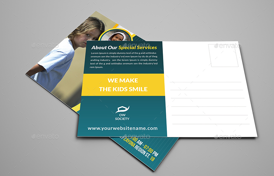 Kids Charity Postcard Template, Print Templates | GraphicRiver