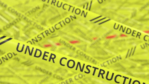 Yellow and Red Tapes with UNDER CONSTRUCTION Text, Motion Graphics