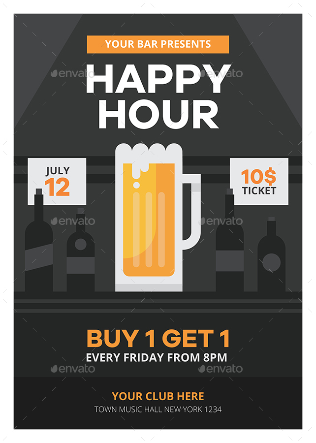 Happy Hour Beer Promotion Flyer, Print Templates | GraphicRiver