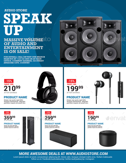 Audio Sales Flyer, Print Templates | GraphicRiver