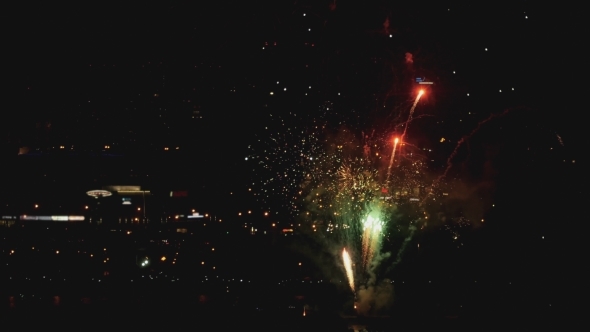 Fireworks Flashing In The Night, Stock Footage | VideoHive