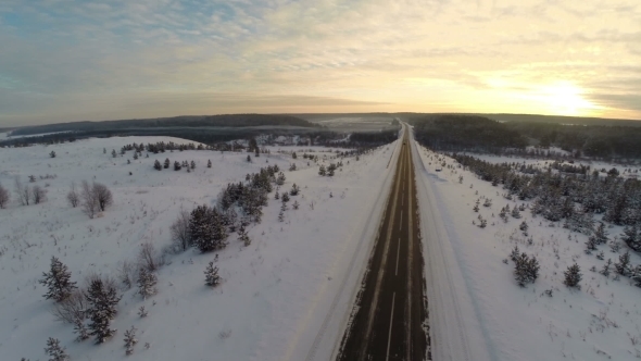 Winter Snow Landscape. Aerial View Fly Over, Stock Footage | VideoHive