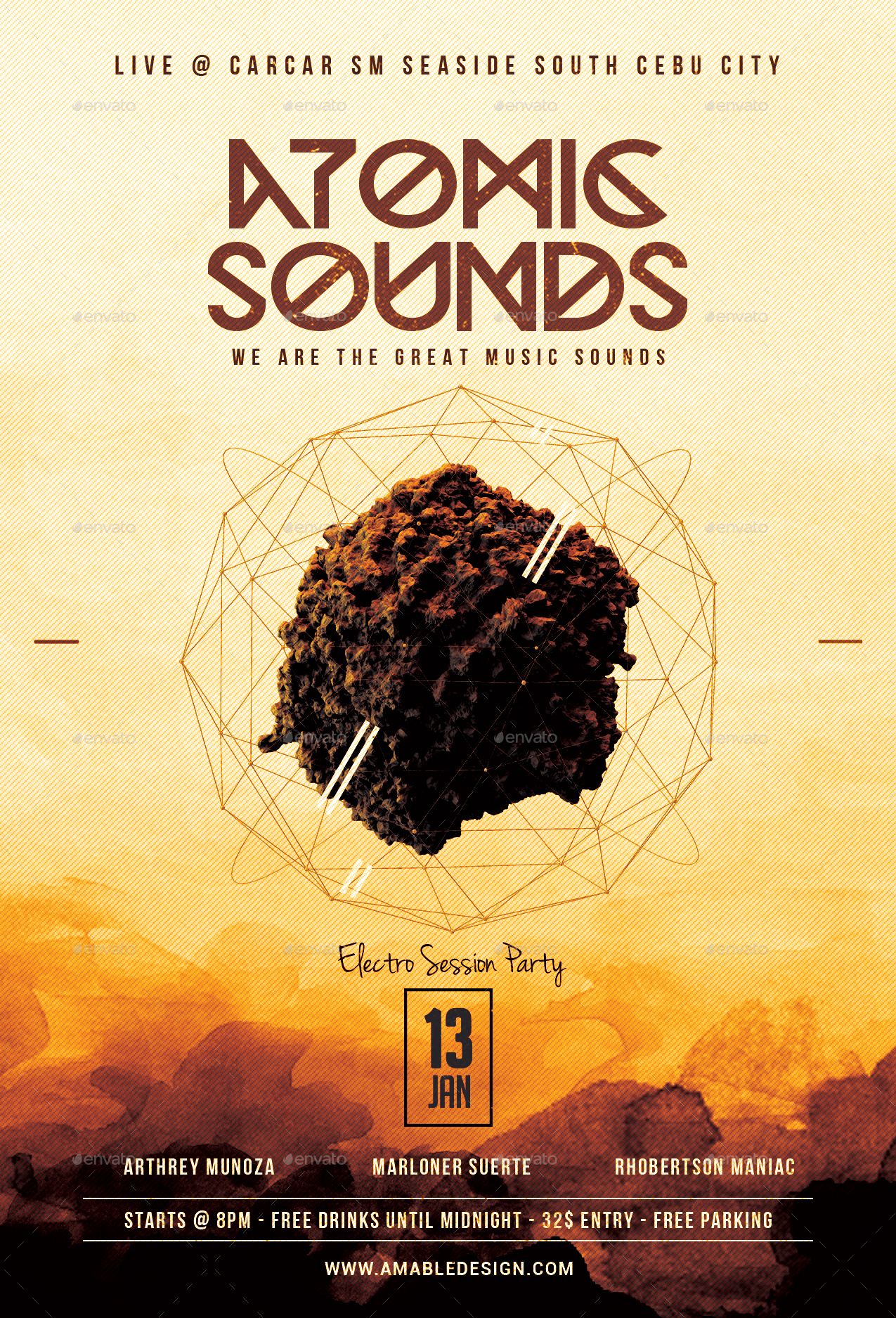 Atomic Sounds Flyer, Print Templates | GraphicRiver