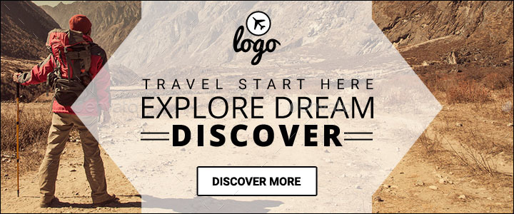 Discover travel web banner, Web Elements | GraphicRiver