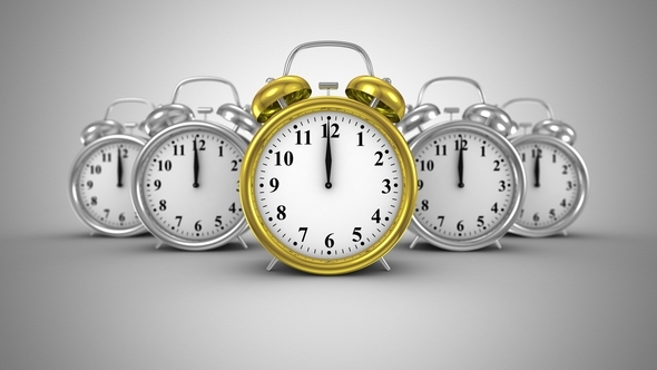 Five Alarm Clocks Move Forward, Motion Graphics | VideoHive