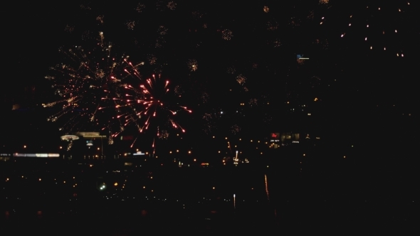 Fireworks Flashing In The Night, Stock Footage | VideoHive