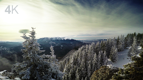Flying Over the Mountains in Winter, Stock Footage | VideoHive