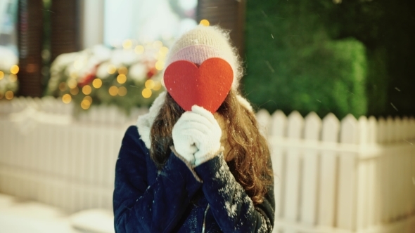 Portrait Of Young Pretty Girl In Cold Weather, Stock Footage | VideoHive