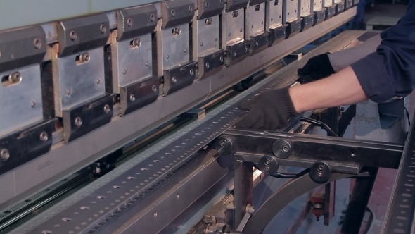 Press Machine Bends Perforated Metal Profile 2, Stock Footage | VideoHive