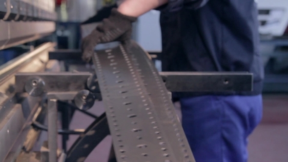 Press Machine Bends Perforated Metal Profile 5, Stock Footage | VideoHive