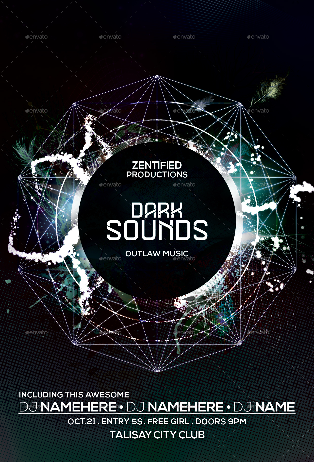 Dark Sounds Flyer, Print Templates | GraphicRiver