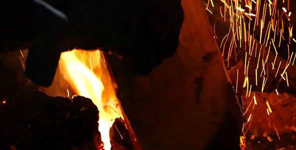 Bonfire and Man - 01, Stock Footage | VideoHive