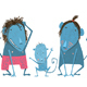 Funny Monkey Family Hand Drawn Cartoon Father Mother and Child by Popmarleo