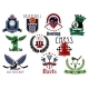 Sports Game Heraldic Emblems with Items, Vectors | GraphicRiver