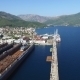 Aerial View Of Large Floating Dry Dock For Ship Repairs, Stock Footage