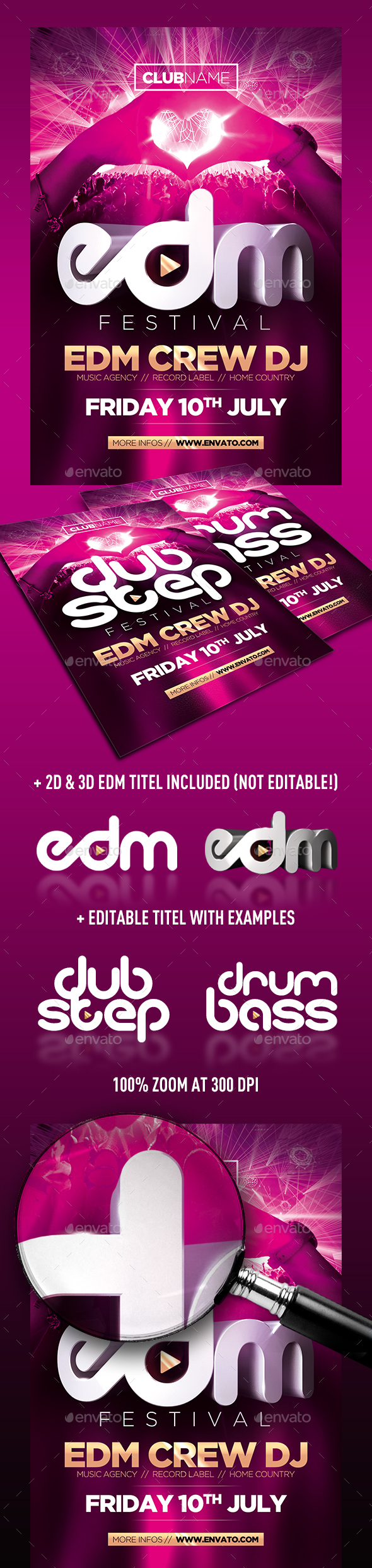 EDM FESTIVAL FLYER 3D by feelsmart | GraphicRiver