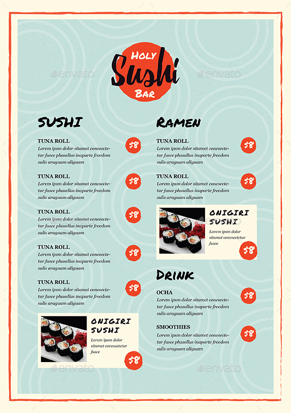 Sushi Bar Restaurant Menu/Flyer, Print Templates | GraphicRiver