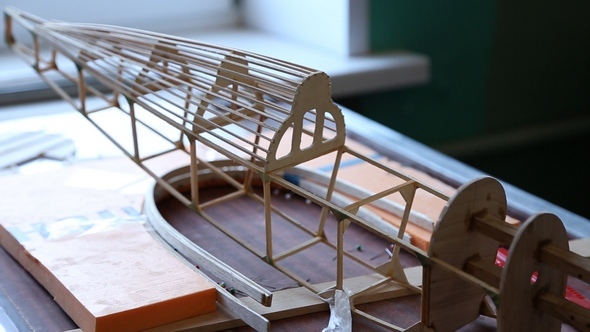 Wooden Frame Model Airplane, Stock Footage | VideoHive