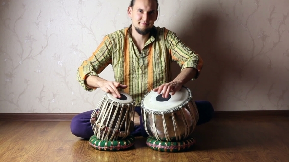 Man Playing on Indian Tabla Drums , Stock Footage | VideoHive