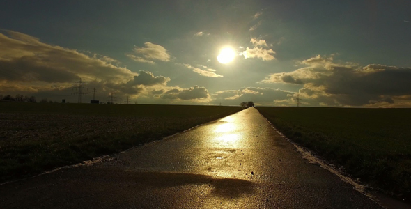 The Sun Reflection on Road in Field Nature, Stock Footage | VideoHive