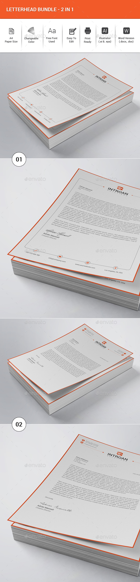 Letterhead Bundle - 2in1 by sawonahmed | GraphicRiver