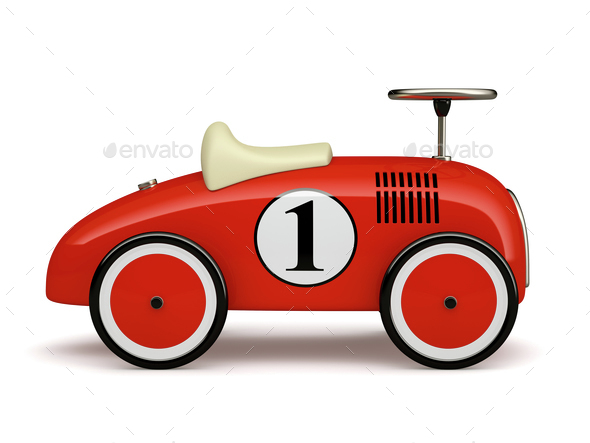 Red retro toy car number one isolated on white background Stock Photo ...