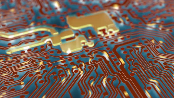 Computer Chip With Glowing Circuit Network, Motion Graphics | VideoHive