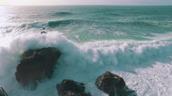 Big Ocean Waves Breaking On Rock, Stock Footage | VideoHive