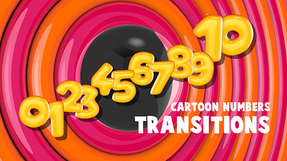 Top 10 Cartoon Numbers Transition Pack- 10 Videos, Motion Graphics