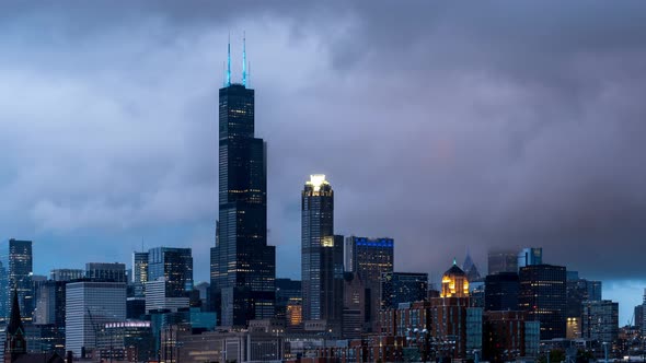 Storm Over Chicago Cityscape - Time Lapse, Stock Footage | VideoHive
