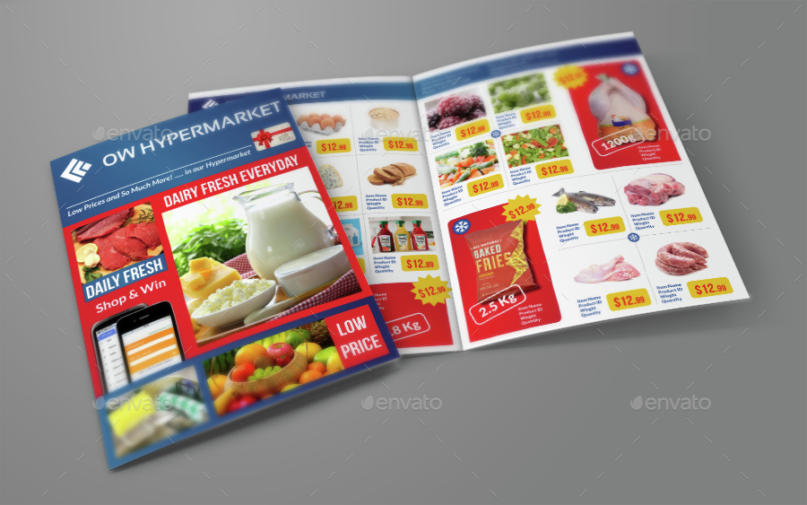Supermarket Products Catalog Bi-Fold Brochure Vol.2, Print Templates