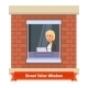 Street Teller Window with a Working Clerk Woman, Vectors | GraphicRiver