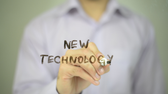 New Technology, Man Writing on Transparent Screen, Stock Footage ...