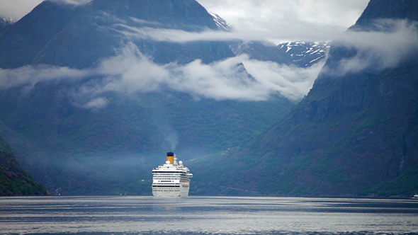 Cruise Liners On Hardanger Fjorden, Stock Footage | VideoHive