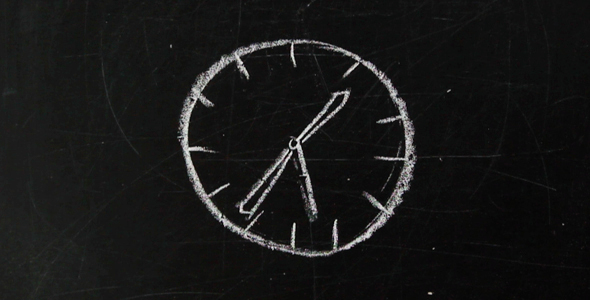 Time. Clock Drawn With Chalk on a Blackboard., Stock Footage | VideoHive