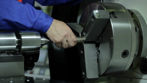 Automatic Lathe Works Metal With Precision, Stock Footage | VideoHive