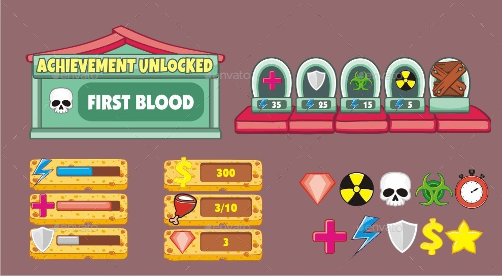 cartoon game gui pack 21, Game Assets | GraphicRiver