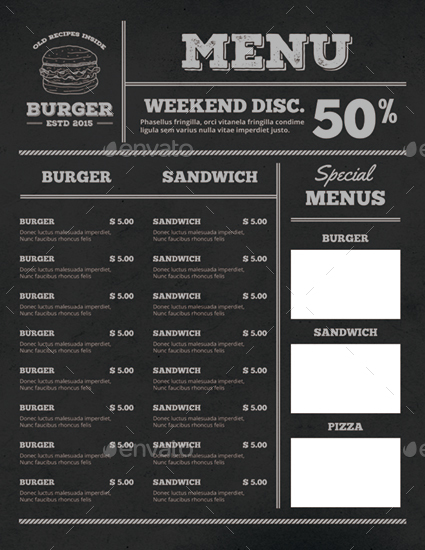 Fast Food Menu, Print Templates | GraphicRiver