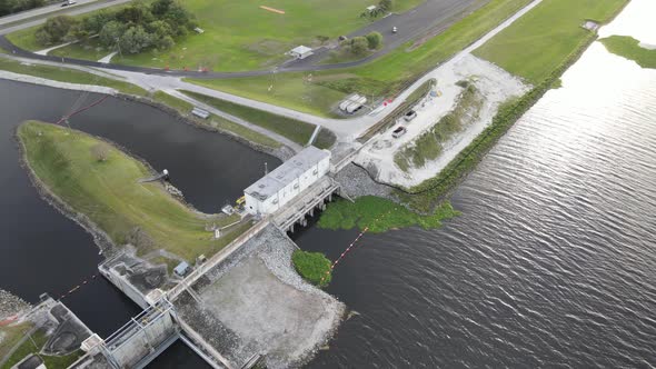 Water control station in the northern Everglades of Florida, USA. The ...